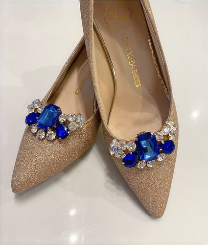 Rachel Blue Shoe Clips | Pink Soles