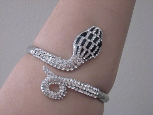 Rhinestone Encrusted Crystal Snake Armlet | Pink Soles