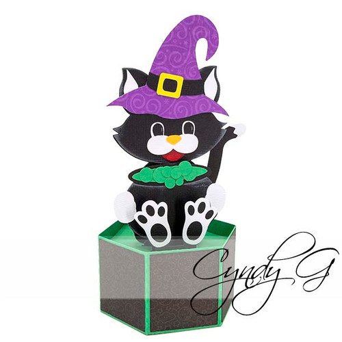 Witch Cat Pop Up Card SVG | Cyndy G SVG
