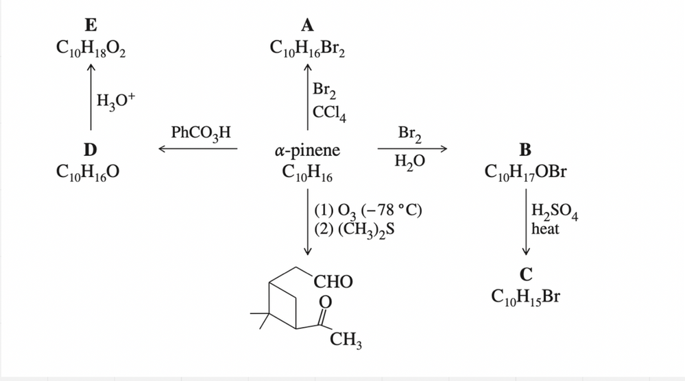 One of the constituents of turpentine is a-pinene, formula C10 H16.