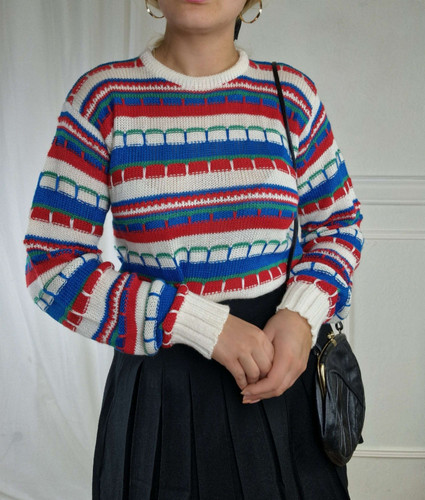 Colorful early 80s knit sweater | VintageLovables