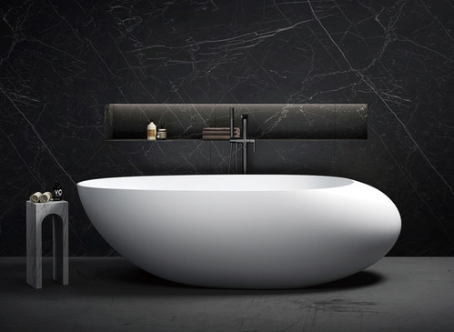 Calma Freestanding Composite Stone Bathtub -Matt White | ArchiBathware