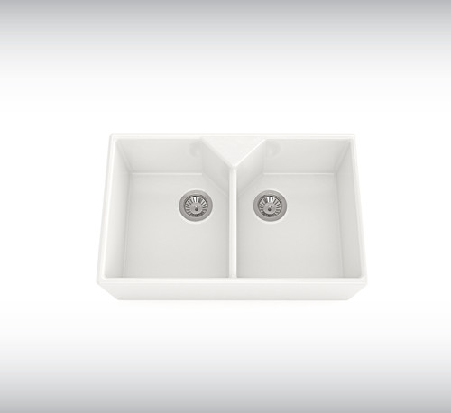 Sergio Ceramic Butler Double Bowl Plain Apron with Tap Landing ...