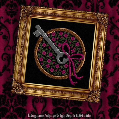 Victorian Skeleton Key | Gothic Cross Stitch Pattern | Night Spirit Studio