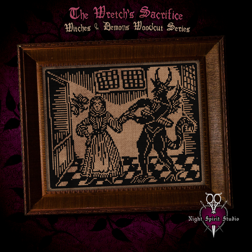 The Wretch’s Sacrifice - Witches & Demons Woodcut - Gothic Cross Stitch ...