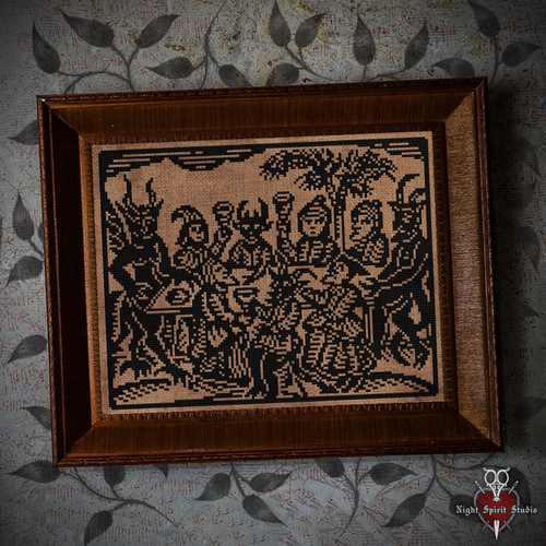 The Demon's Feast - Witchcraft Woodcut - Gothic Cross Stitch Pattern ...