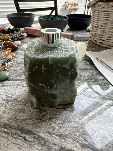 Green stone liquid holder with cap | Arabian Conjure