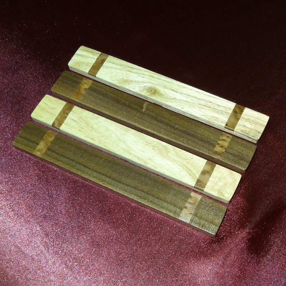 Ash and Walnut with Redwood Burl inlay Casting Sticks | Memento Mori