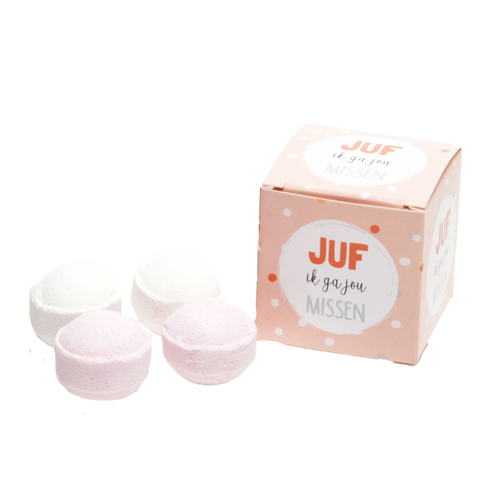6 x Kubus box met bruisballen " Juf ik ga je missen" | Soap&Gifts- S&G
