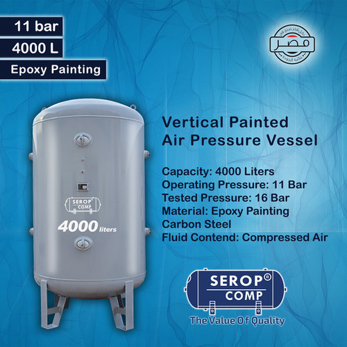 Seropcomp Vertical Epoxy Painted Air Pressure Vessel | 4000 liters | 11 ...