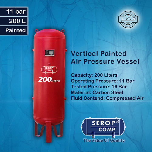 SVP11200-v01 | Vertical Painted Air Pressure Vessel | 200 liters and 11 ...