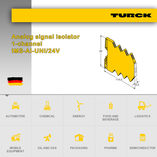 IMS-AI-UNI/24V | Turck Analog signal isolator 1-channel | MET