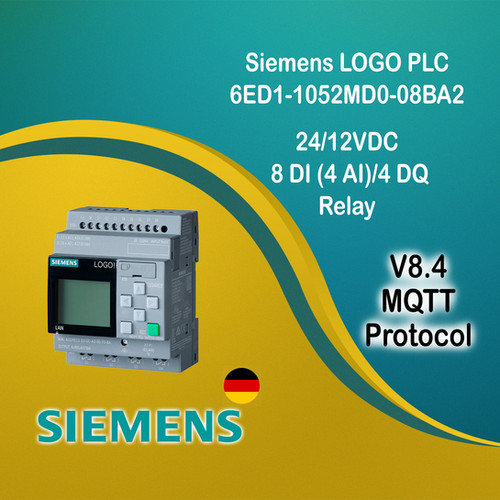 Siemens LOGO PLC | 12/24VDC/relay, 8 DI (4 AI)/4 DQ | 6ED1052-1MD08 ...