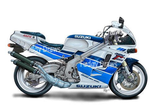 Suzuki RGV r 250 motorbike profile art print motorcycle | Mega Menu