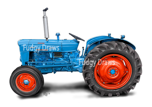 Fordson Tractor profile blue fine Art Print vintage farming | Mega Menu