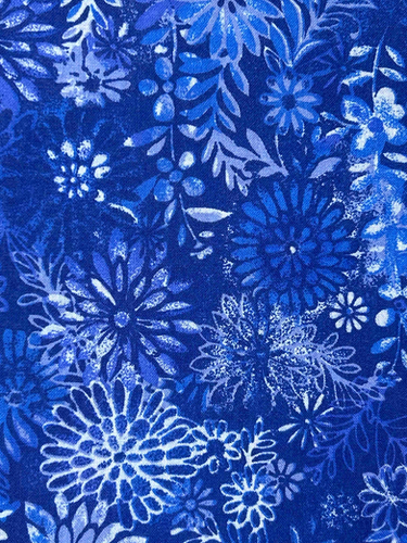 Dark Blue Floral Cotton Fabric Print | Stitching Grannies