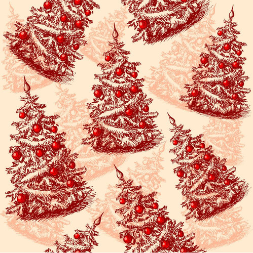 Red Christmas Tree All Over Christmas Cotton Fabric | Stitching Grannies