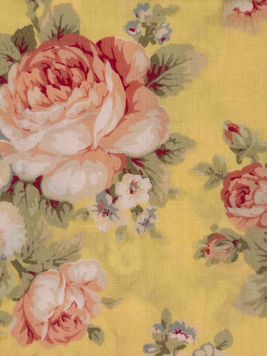Red Rose Yellow Background Cotton Fabric Print | Stitching Grannies