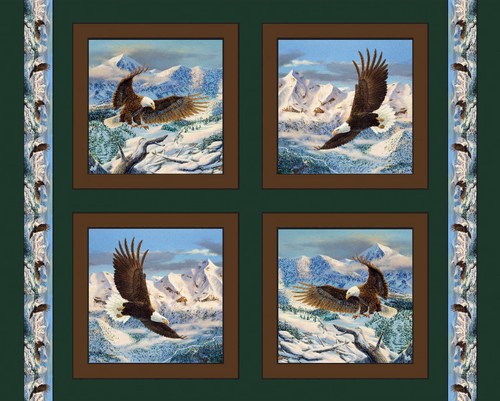 45" Bald Eagle Soaring High Cotton Fabric Panel | Stitching Grannies
