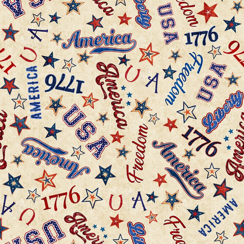 American Freedom 1776 Tan Cotton Fabric | Stitching Grannies
