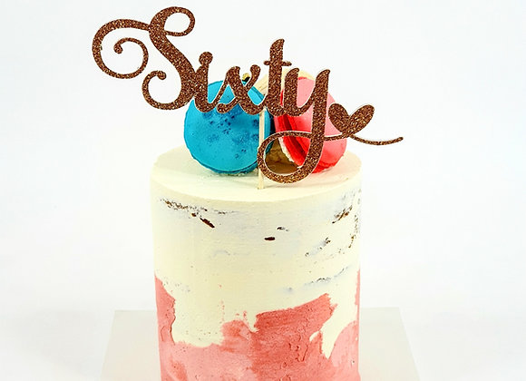 Sixty - Card Stock Cake Topper | Cake My Day by Jo