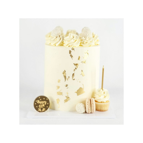 TALL GOLD/SILVER LEAF CELEBRATION CAKE | Cake My Day by Jo