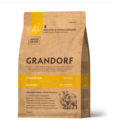 Grandorf mini , 4 Meat single grain med live probiotika | kod-ben.com
