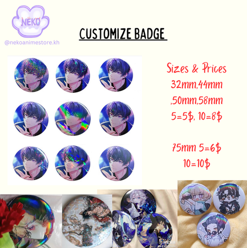 Customize Badge/Pin With Special Effects | Neko_Animestore