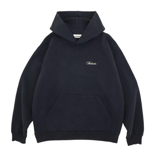 Script Logo Embroidery HOODIE / BLACK | mindseeker