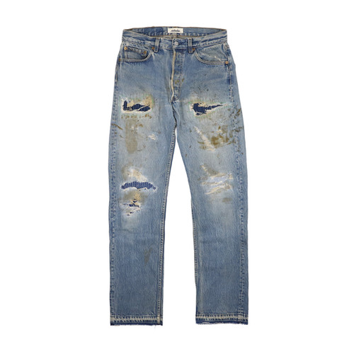 REMAKE DAMAGE DENIM JEANS / BLUE | mindseeker
