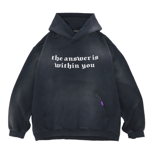 Message Embroidery Hoodie / BLACK | mindseeker