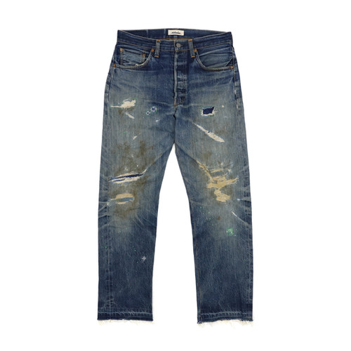 REMAKE DAMAGE DENIM JEANS / BLUE | mindseeker