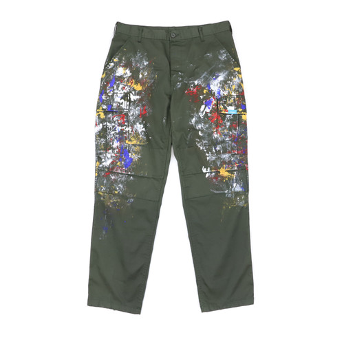 Hand Painted CARGO PANTS / OLIVE | mindseeker