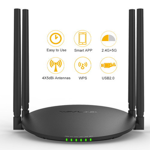 Dual Band 4 Antenna Wavelink Dsl Smart Wifi Router 2.4g 5g , Long Range ...
