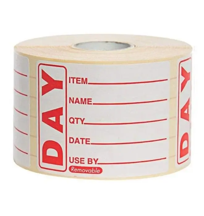 Removable Food Rotation Labels Red Day Label 50x65mm (Roll of 500 ...