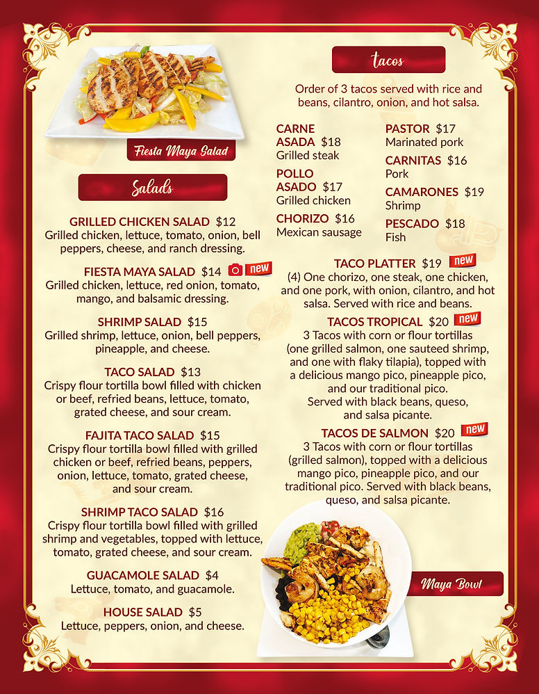 Menu | Fiesta Maya
