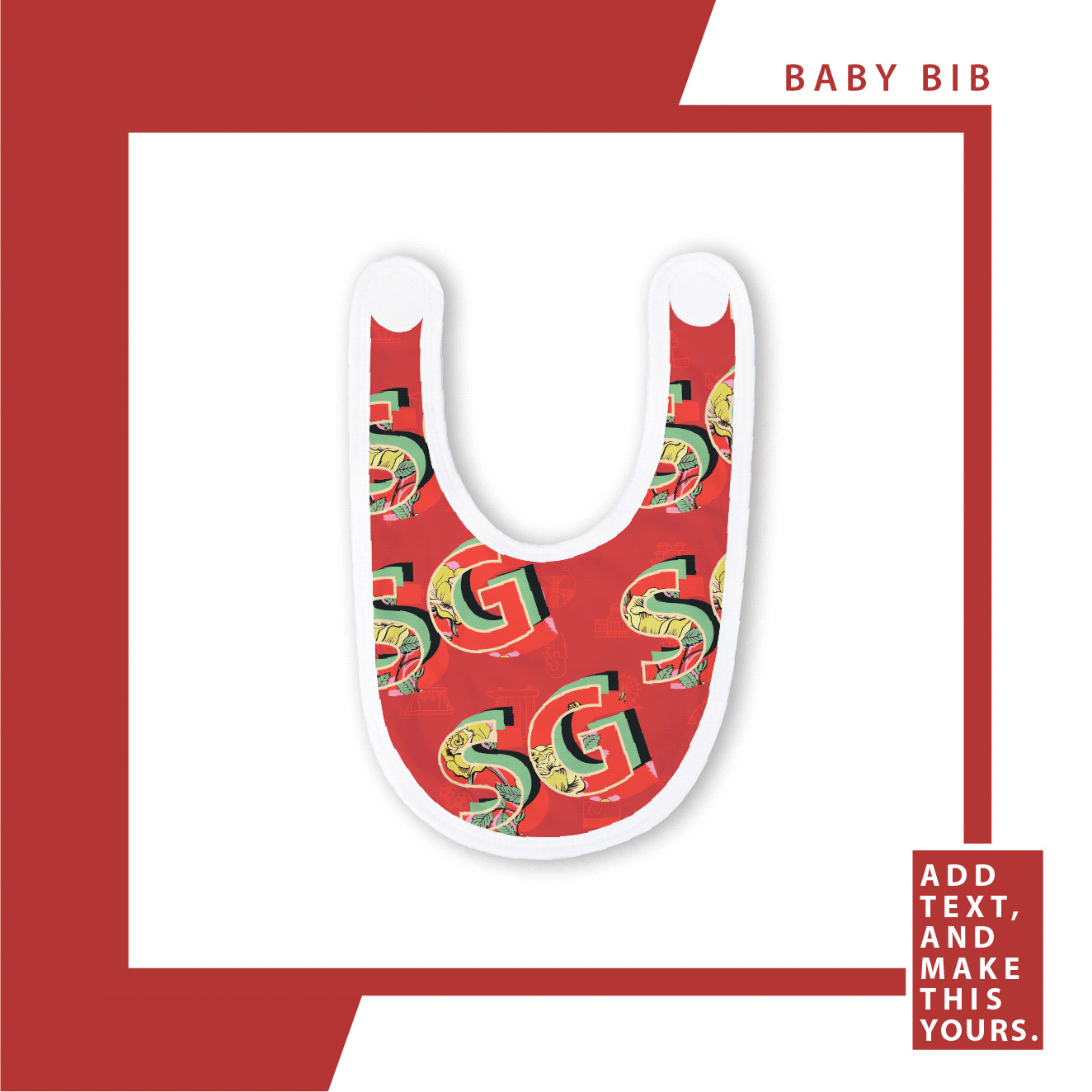 SG Red Baby Bibs | customine