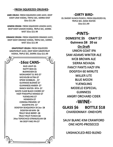 Menu | Pickles Pub