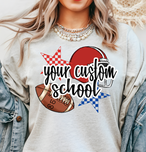 custom Football and Stars (DTF Transfer) | Hookful Designs DTF