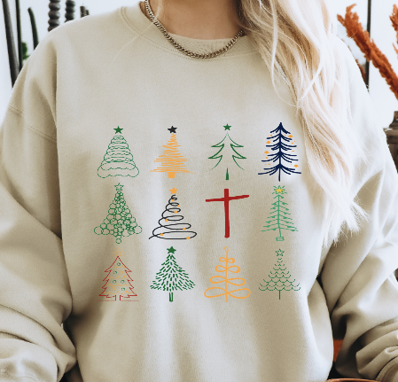 Christmas Trees and Cross (DTF Transfer) | Hookful Designs DTF