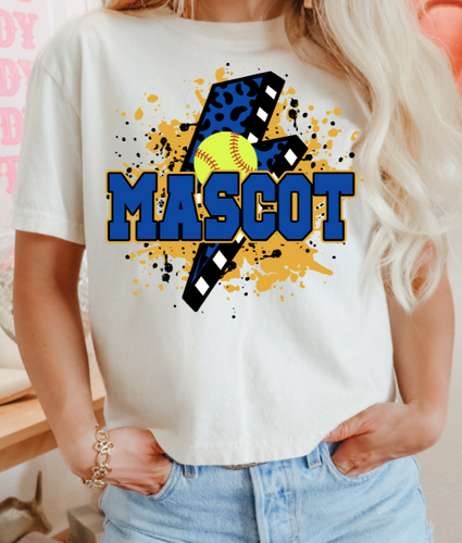 Bolt Splattered Softball (DTF Transfer) | Hookful Designs DTF