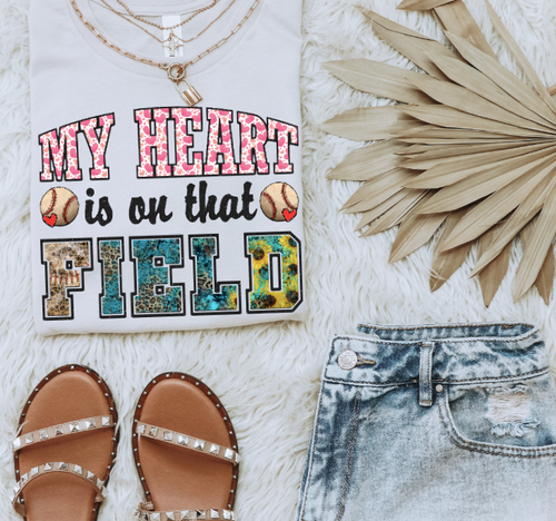 My Heart is on that Field baseball (DTF Transfer) | Hookful Designs DTF