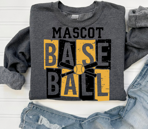 Baseball Squares Mascot (DTF Transfer) | Hookful Designs DTF