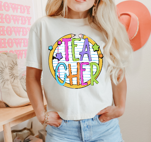 circle pencil teachers (DTF Transfer) | Hookful Designs DTF