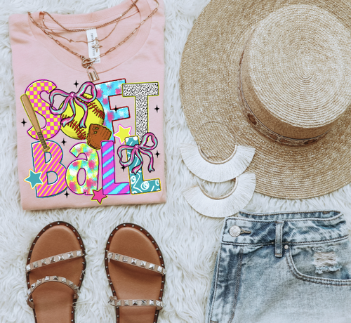 Softball colorful doodle (DTF Transfer) | Hookful Designs DTF