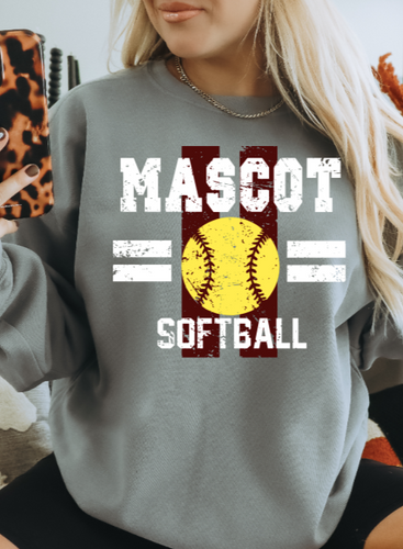 Distressed Lined Softball (DTF Transfer) | Hookful Designs DTF