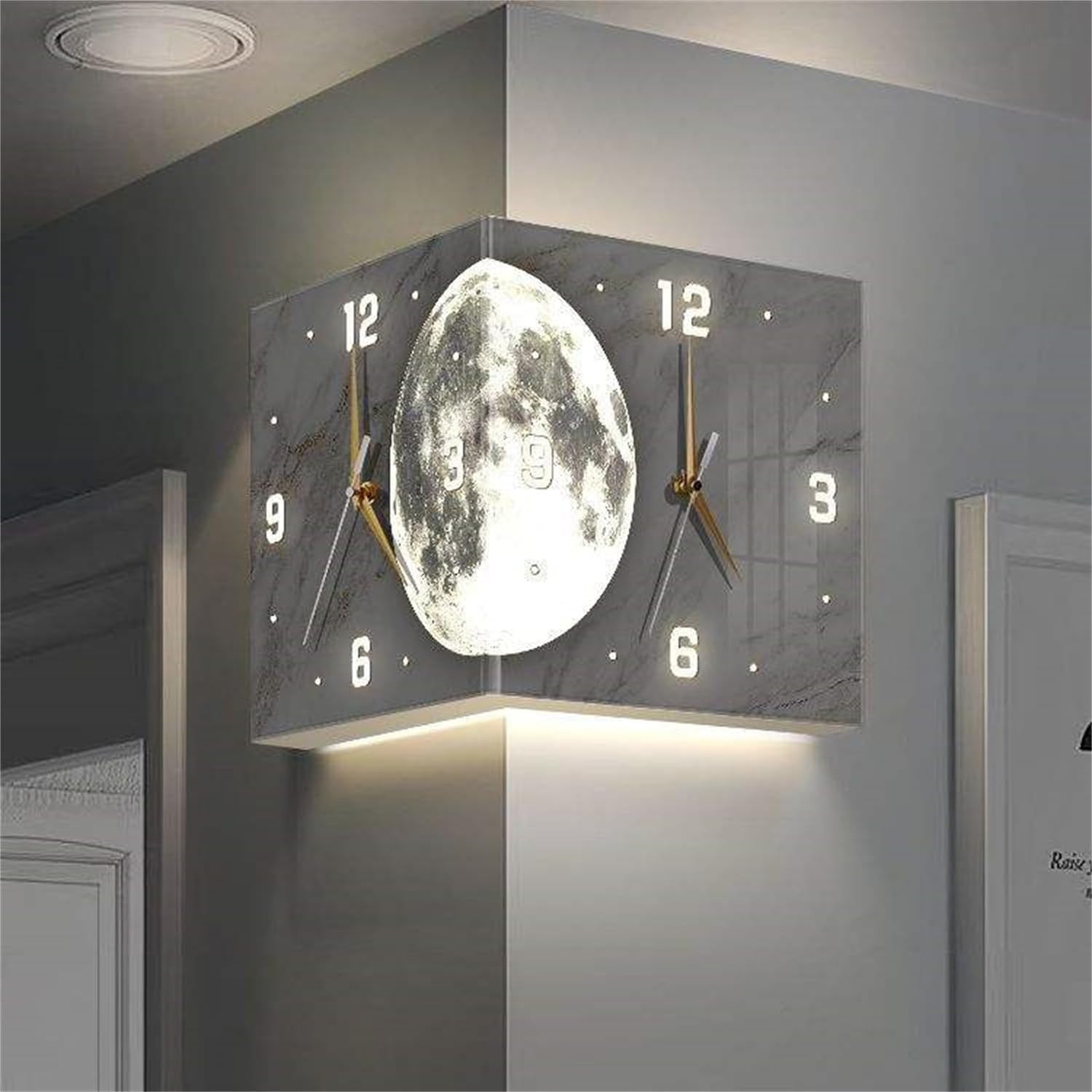 Induction Luminous Corner Wall Clock | Rebuilt