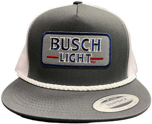 Busch Light Grey/White Rope Trucker | Patch Works Hat Co.