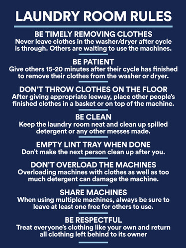 Laundry Room Rules | Indus Communities