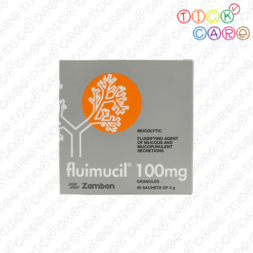 Fluimucil® Children Formulation 100mg 30sachets 橙樹化痰素小兒 配方100毫克粉劑 ...